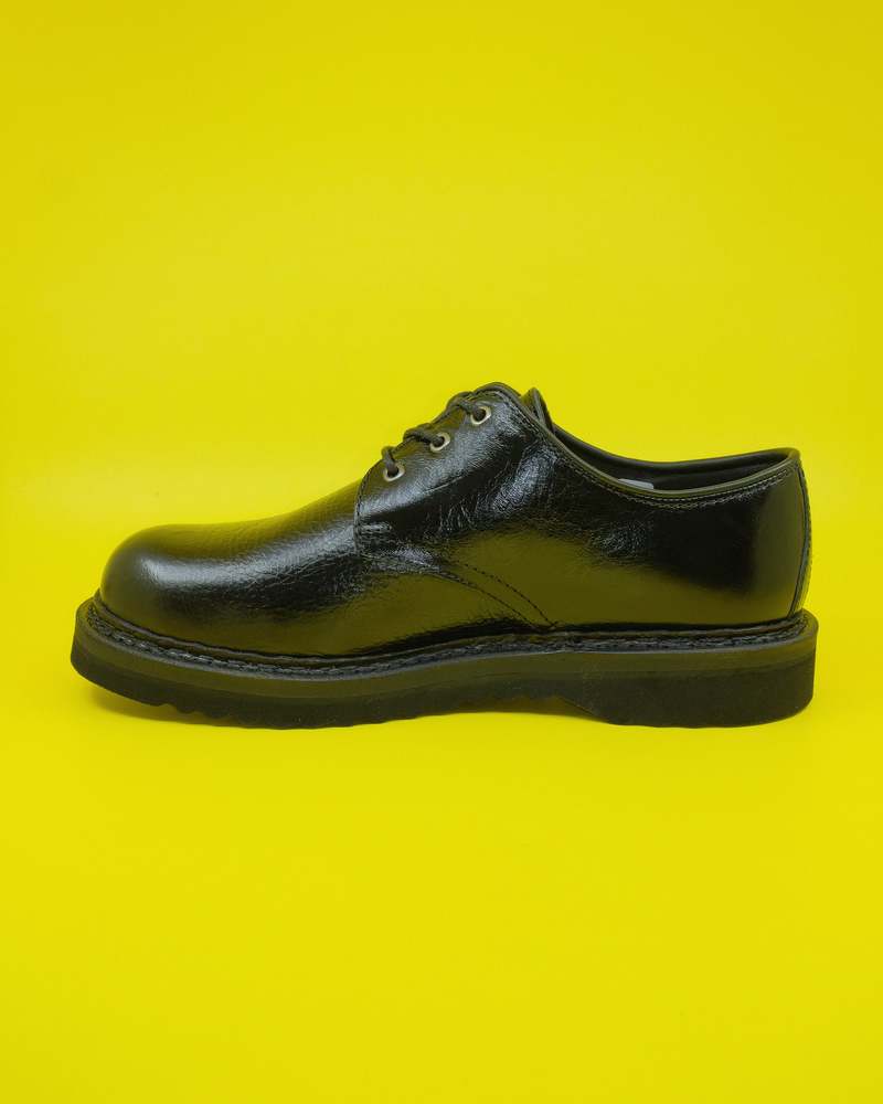 Black Cracked Patent Leather Trampler Shoe | Garmentory