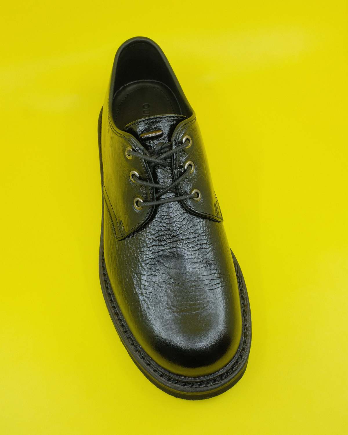 Black Cracked Patent Leather Trampler Shoe | Garmentory