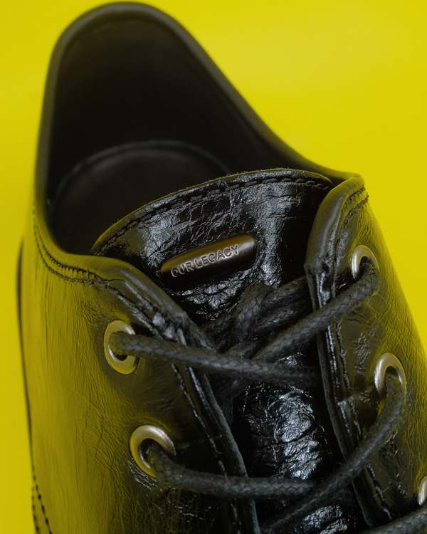 Black Cracked Patent Leather Trampler Shoe | Garmentory