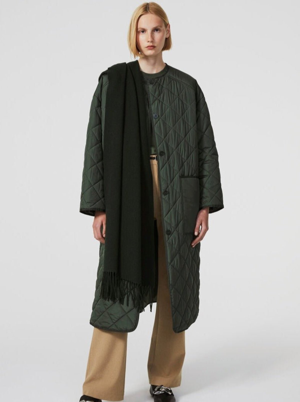 Rodebjer Sandler Quilted Coat in Ivy Green | Garmentory