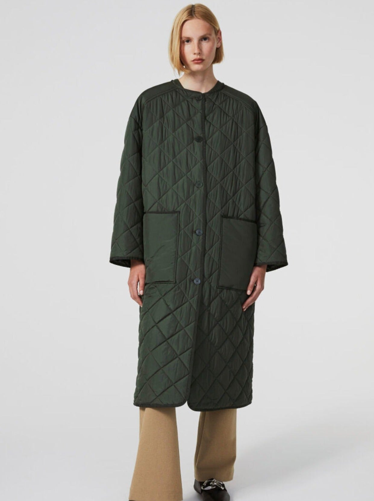 Rodebjer Sandler Quilted Coat in Ivy Green | Garmentory