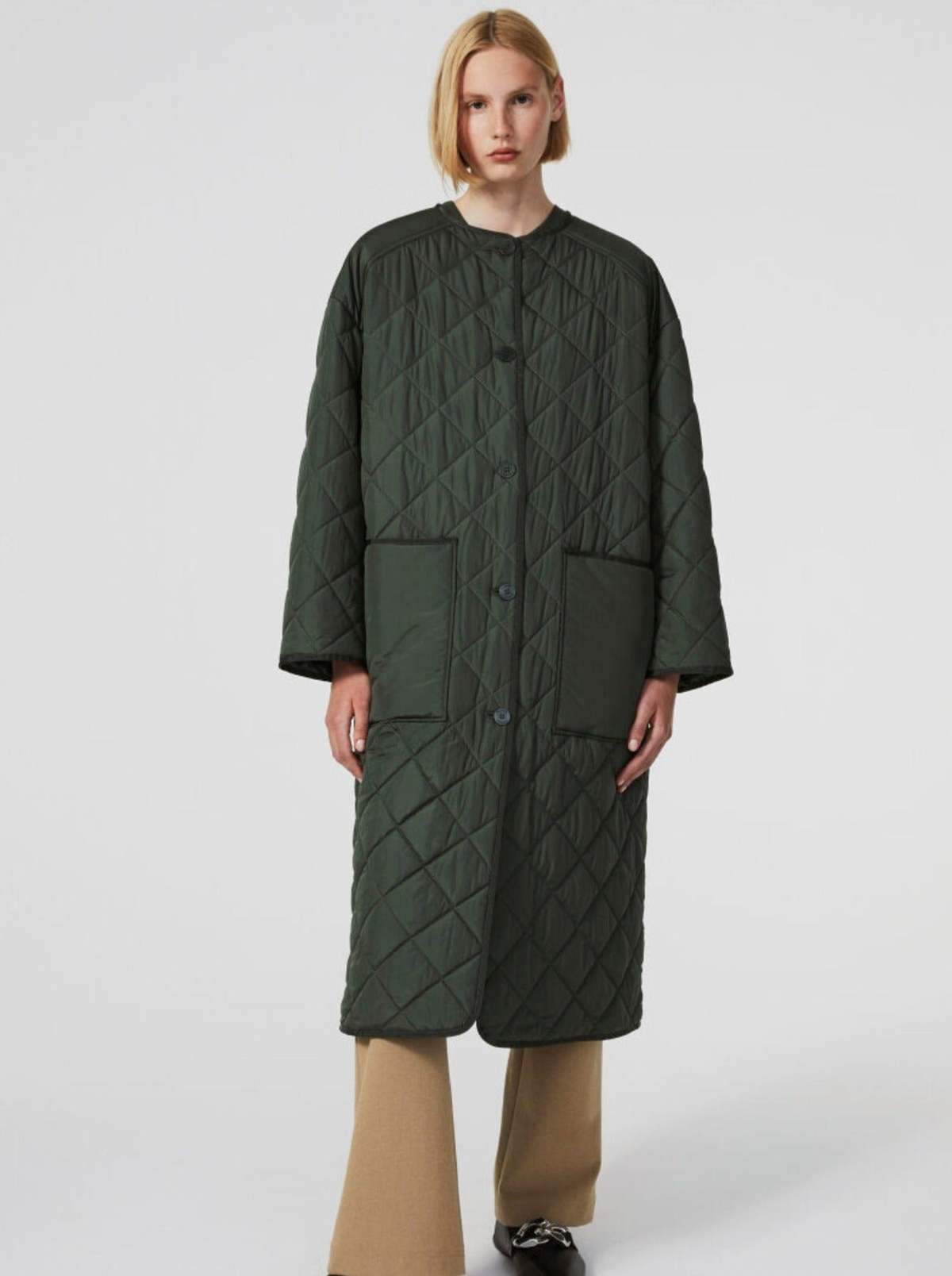 Rodebjer Sandler Quilted Coat in Ivy Green | Garmentory