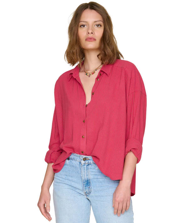 Xirena Jace Shirt - Cerise Stripe | Garmentory