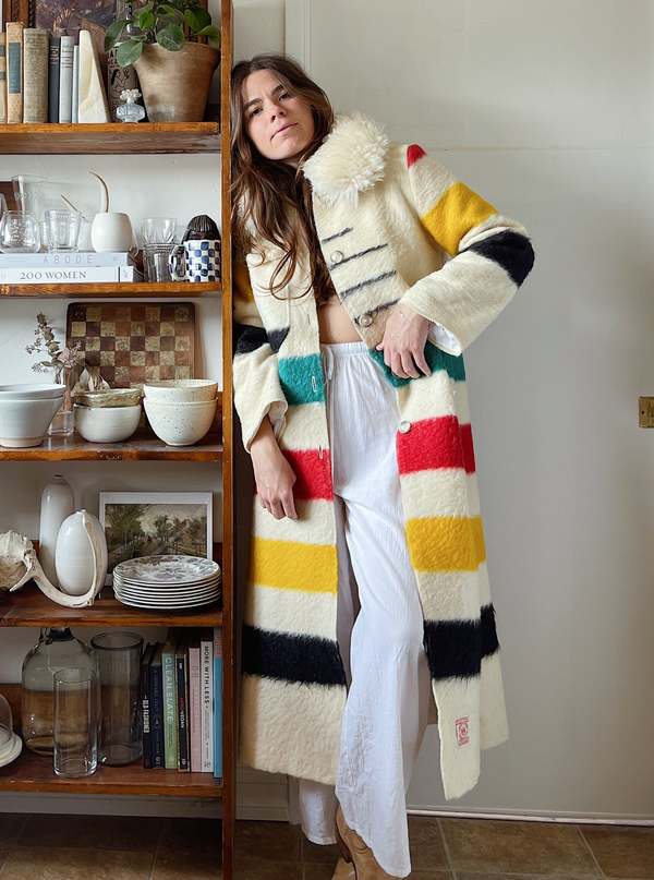 The Ludlow Shop Ludlow Sheepskin Hudson Point Blanket Duster | Garmentory