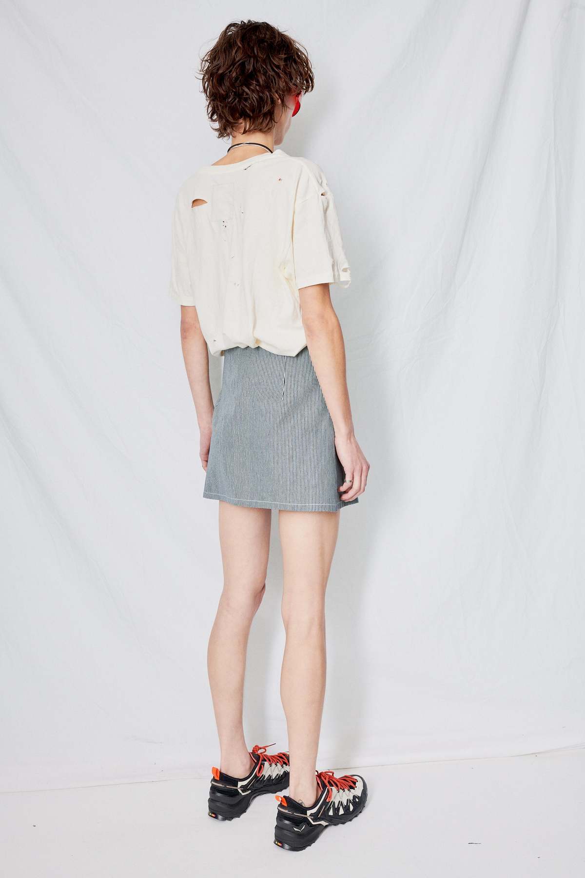 Vintage Railroad Stripe Denim Mini Skirt - Railroad Stripe | Garmentory