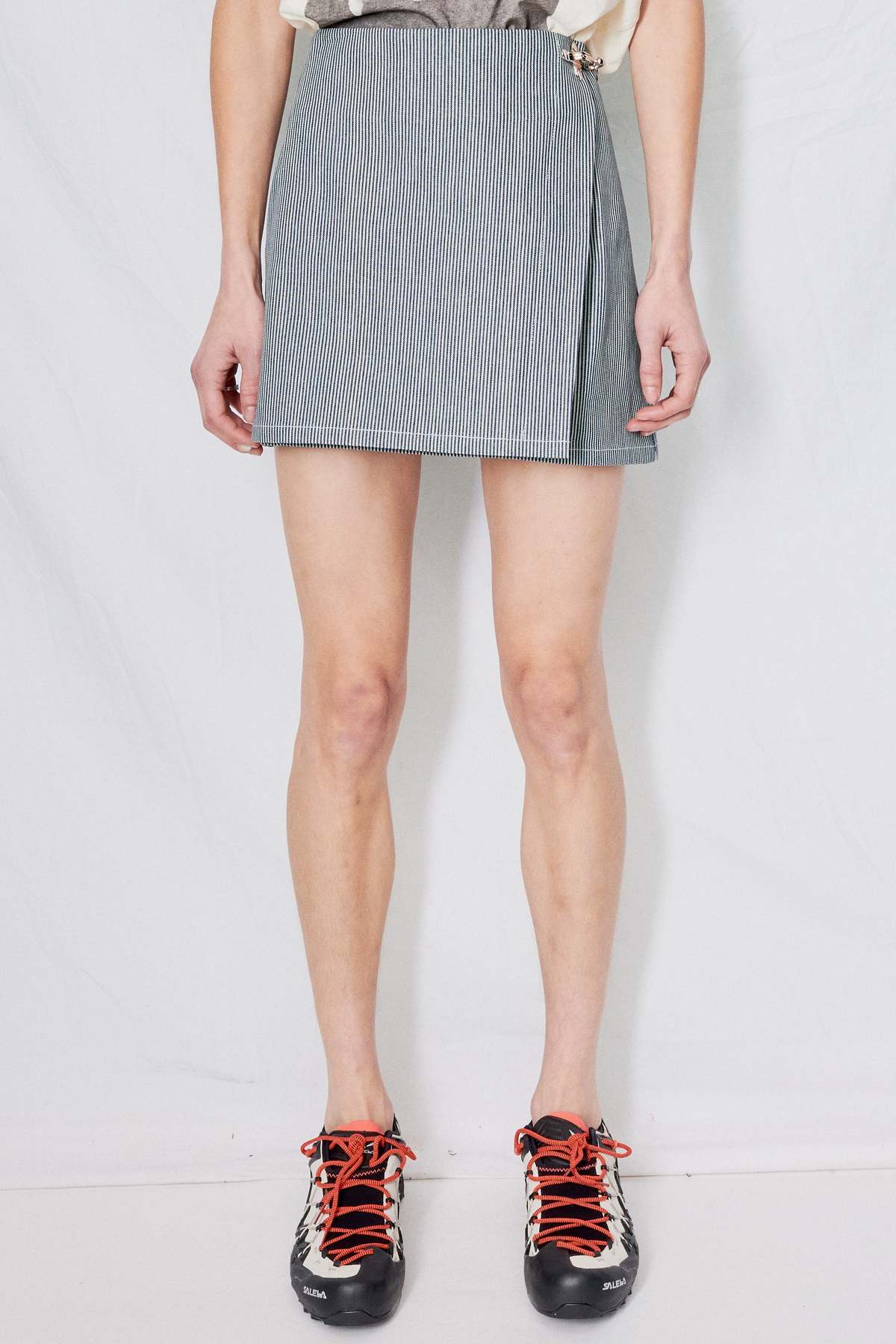 Vintage Railroad Stripe Denim Mini Skirt - Railroad Stripe | Garmentory