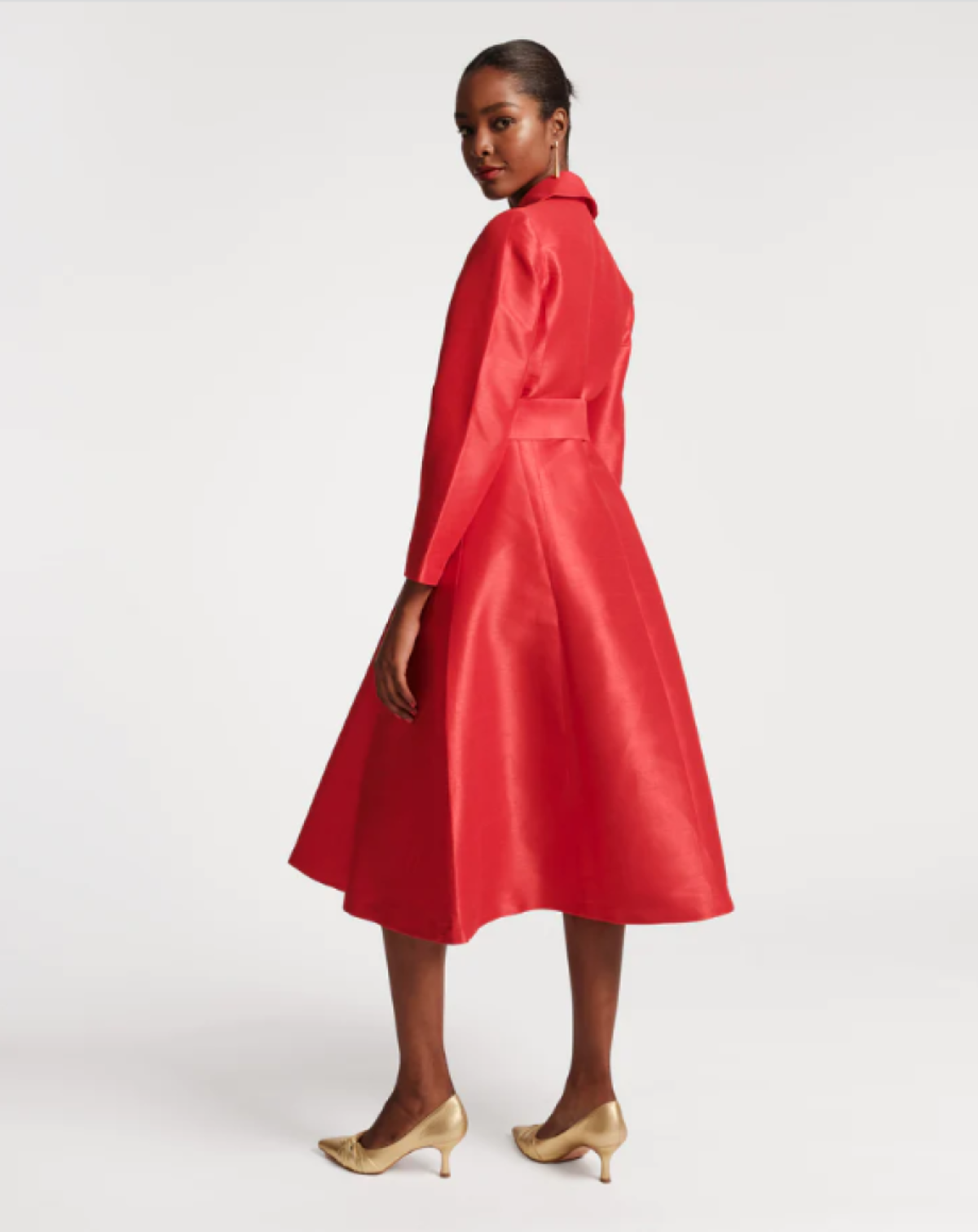Frances Valentine Lucille Dupioni Wrap Dress - Red | Garmentory