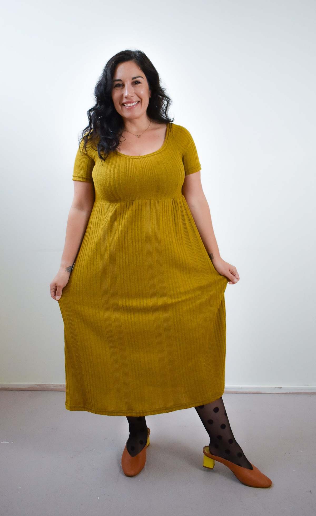 Altar Houseline Megumi Dress - Cardamom Turmeric Rib | Garmentory