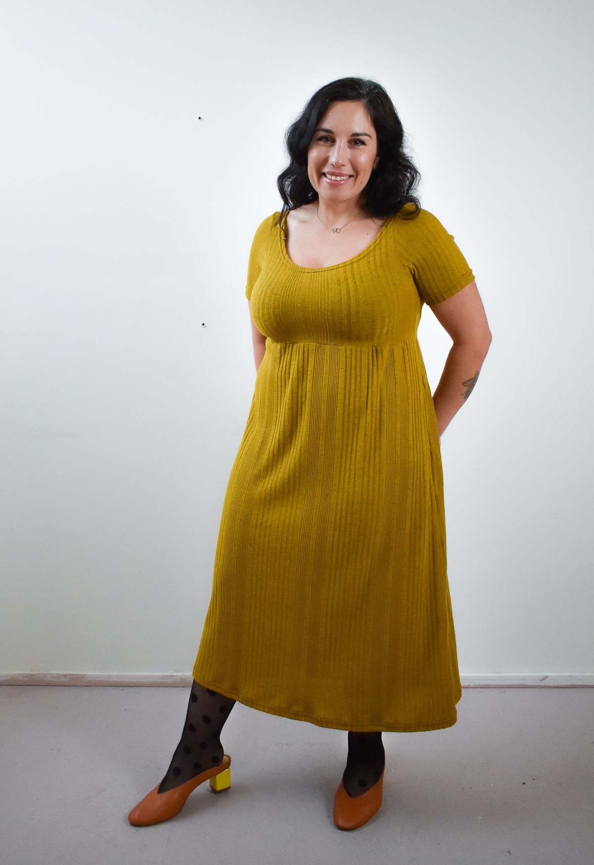 Altar Houseline Megumi Dress - Cardamom Turmeric Rib | Garmentory
