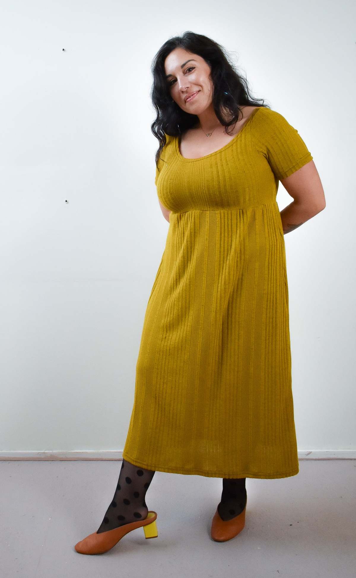 Altar Houseline Megumi Dress - Cardamom Turmeric Rib | Garmentory