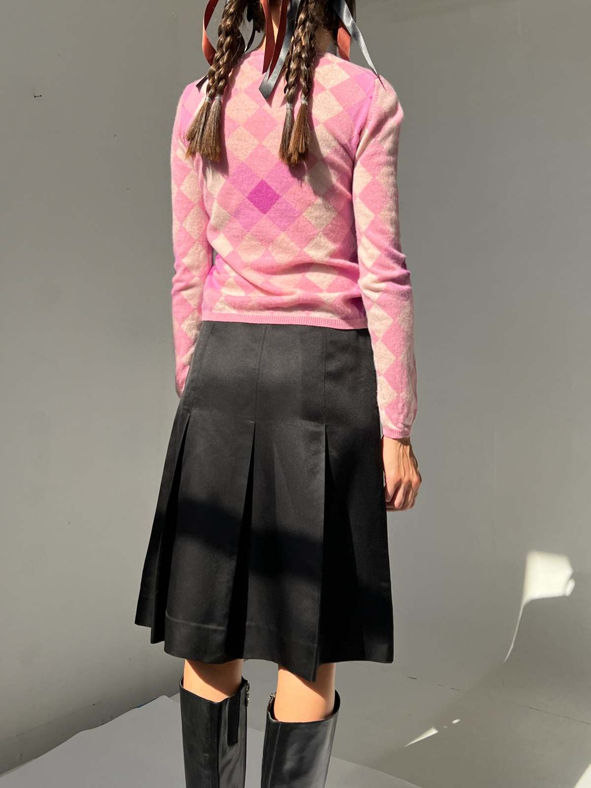 Vintage Silk Knife Pleated Skirt - Black | Garmentory