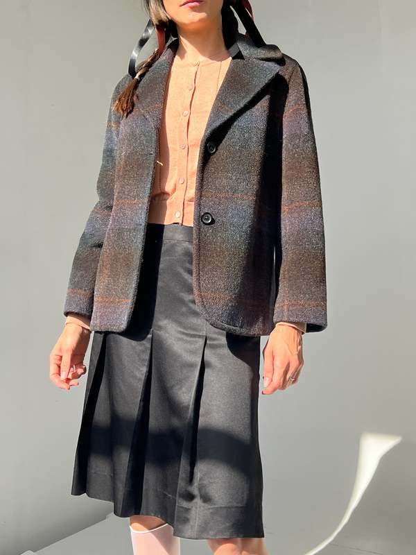 Vintage Celine Wool Jacket - Plaid | Garmentory