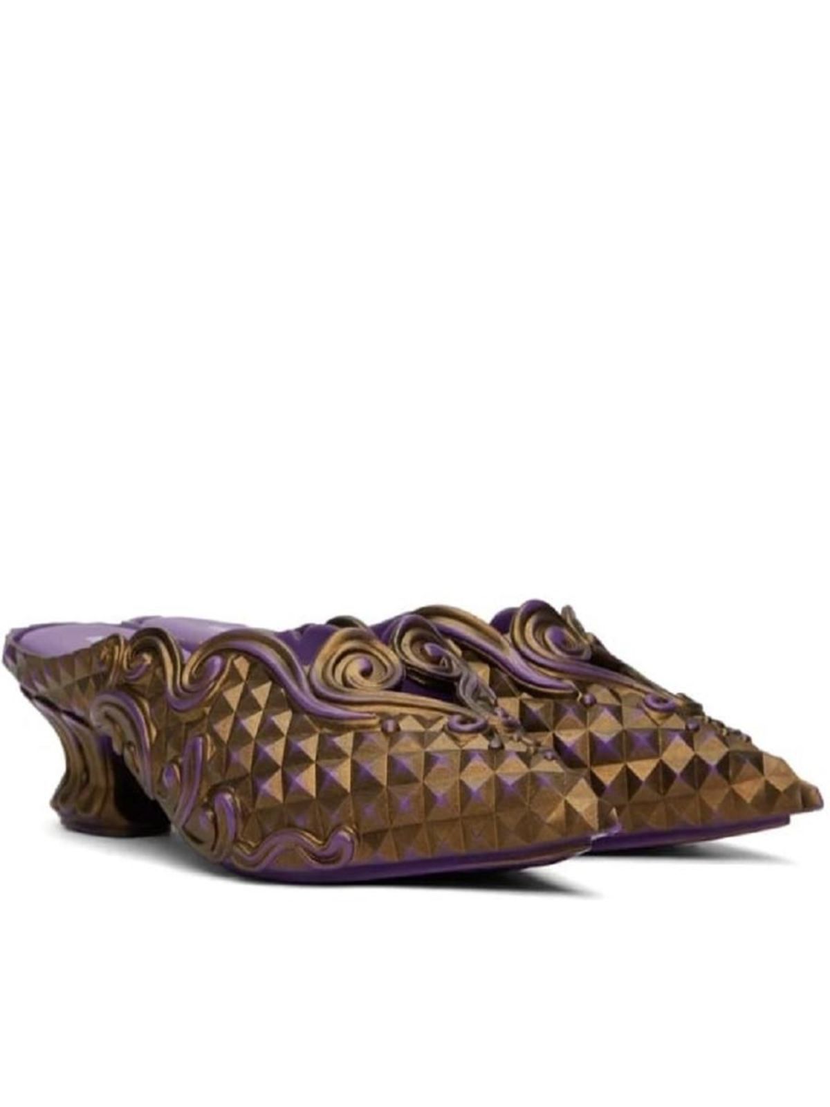 Y/project MELISSA EDITION PURPLE AND GOLD POINTED MULES - PINK/PURPLE ...