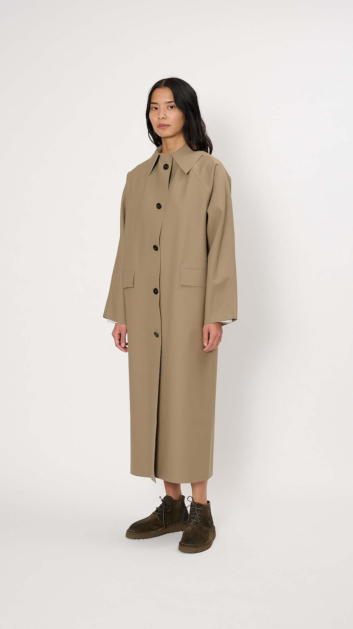 KASSL Original Long Rubber Coat - Taupe | Garmentory